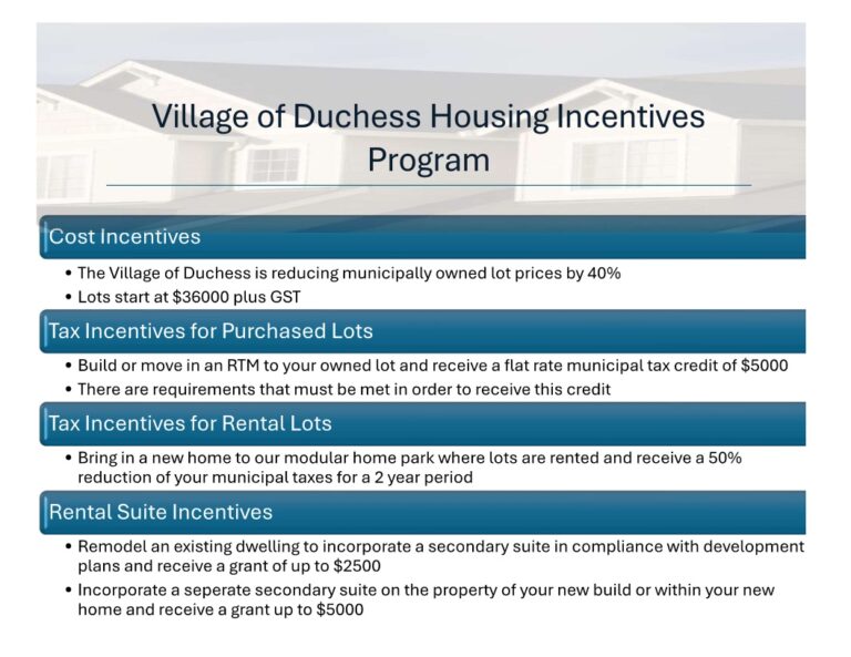 Housing Incentives - Village of Duchess